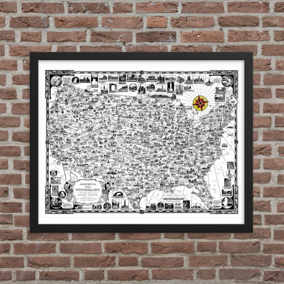 1940 Pictorial Map of the United States | America the Wonderland ...