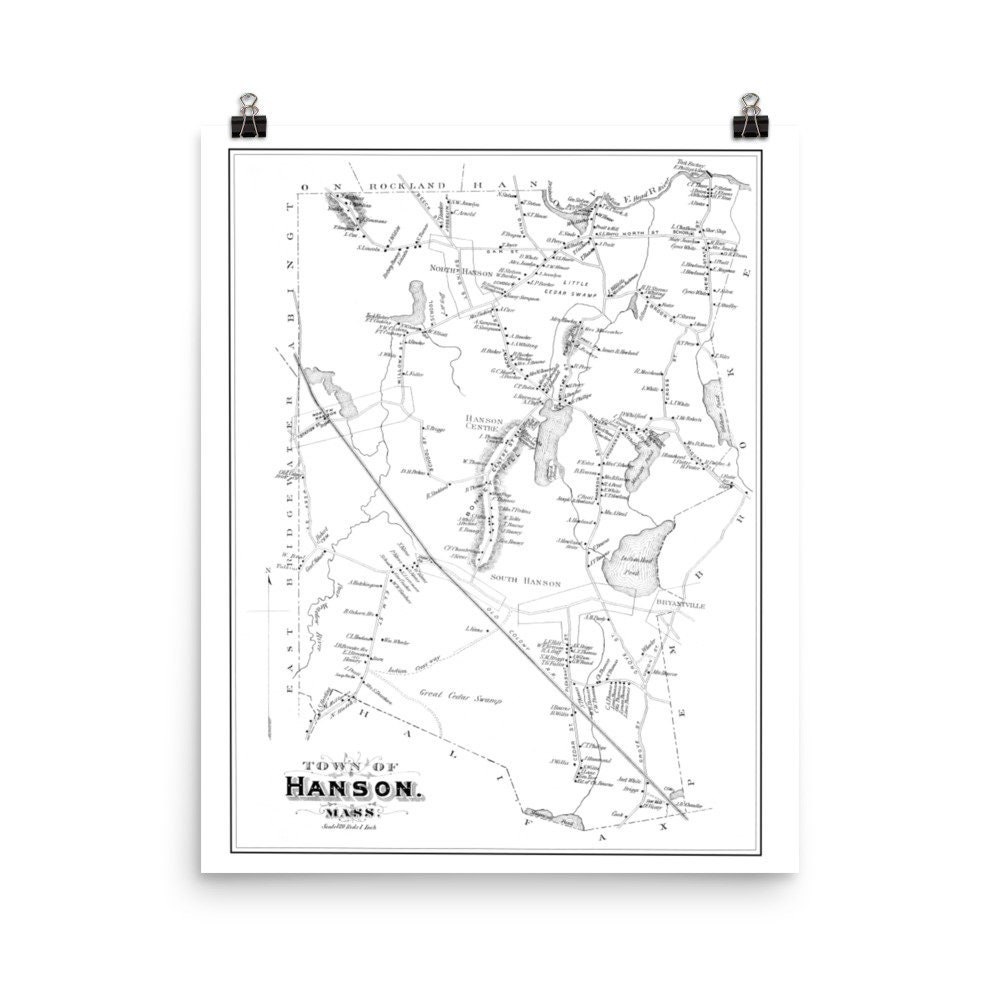 1879 Hanson Massachusetts Map Print Antique Historic - Etsy