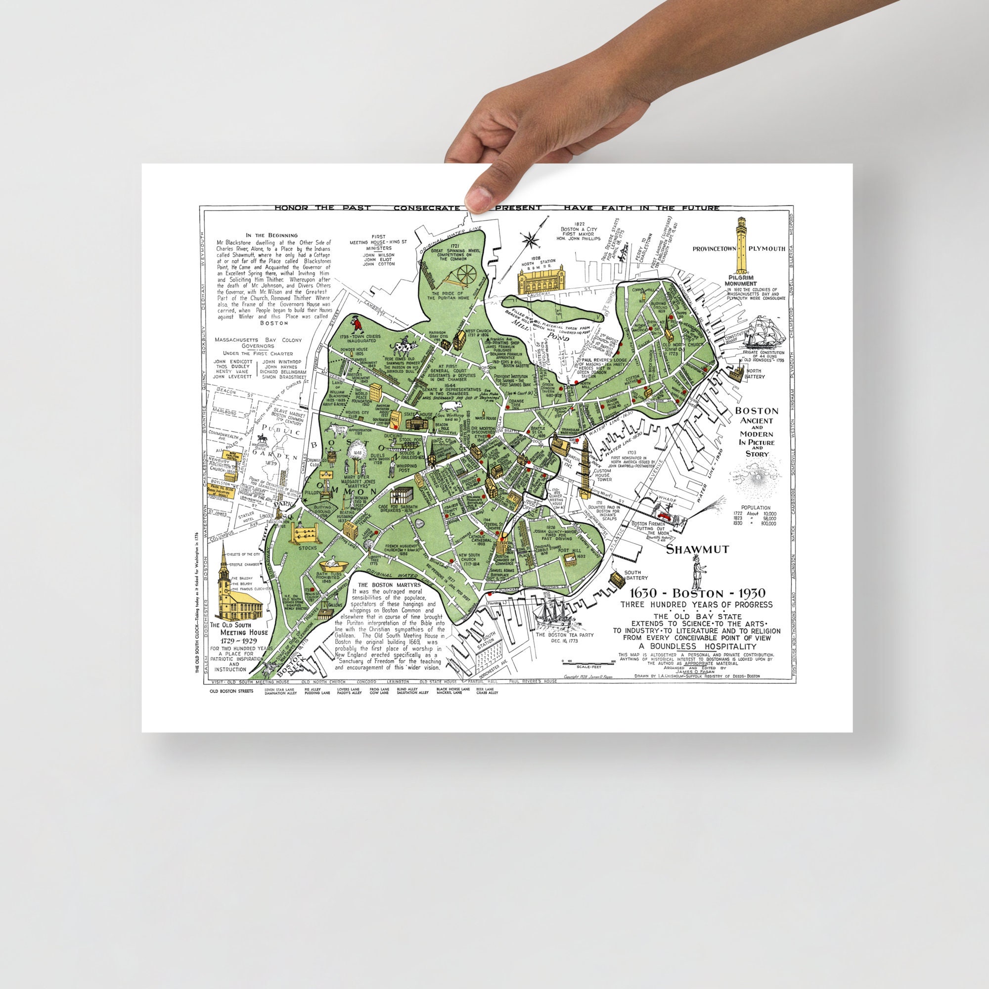 1928 Boston Map Print, Shawmut, Restored Historic Wall Art - Etsy