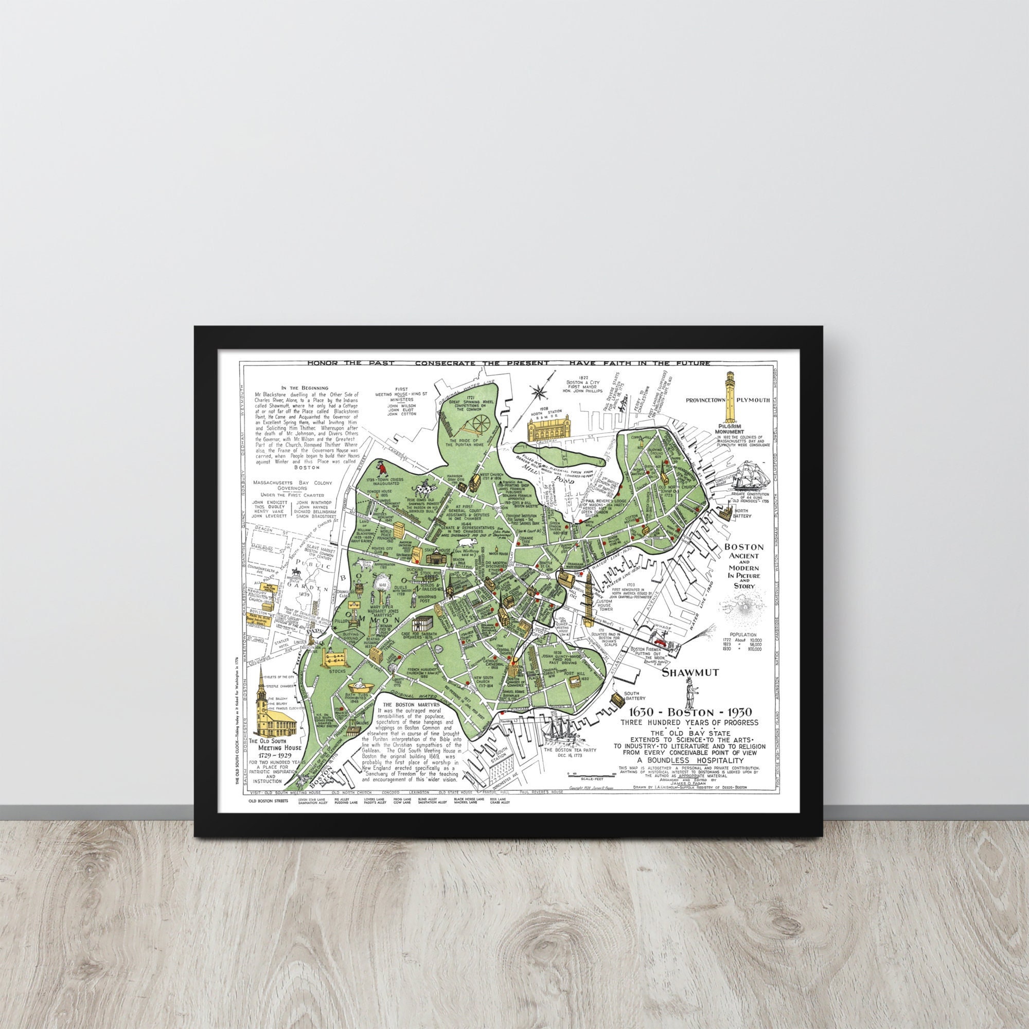 1928 Boston Map Print, Shawmut, Restored Historic Wall Art - Etsy