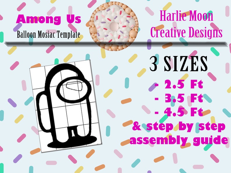 Among Us | Crewmate | Balloon Template | 2.5ft, 3.5ft, and 4.5ft With ...