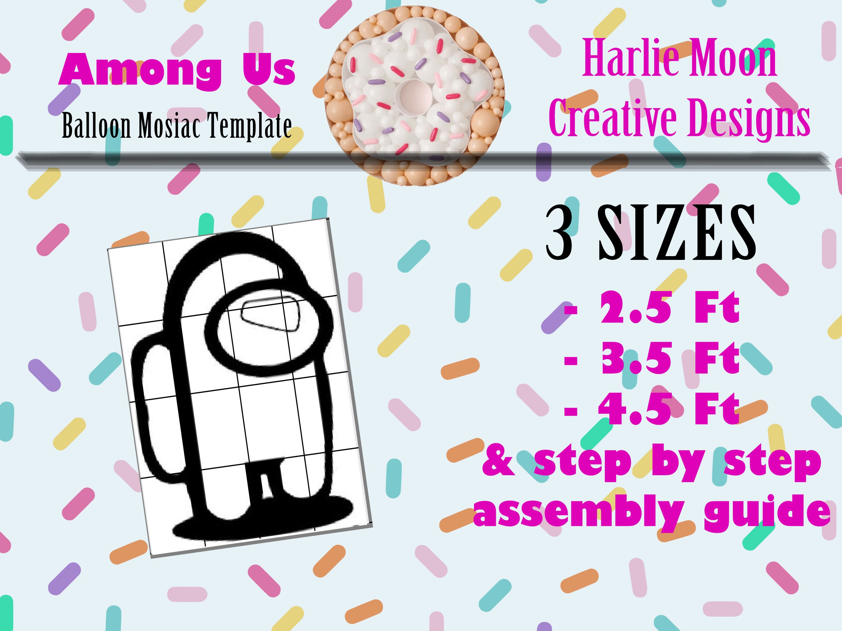 Among Us | Crewmate | Balloon Template | 2.5ft, 3.5ft, and 4.5ft With ...