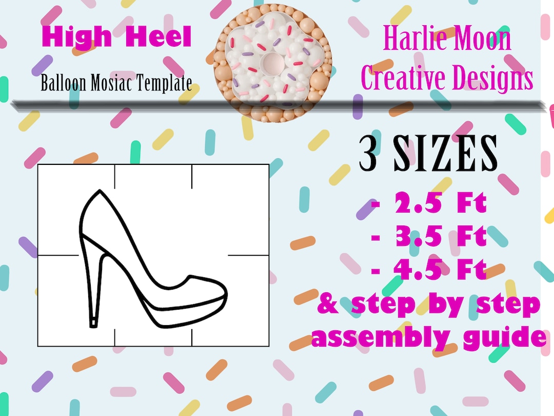 High Heels Stiletto Balloon Template 2.5ft, 3.5ft, and 4.5ft With Step ...