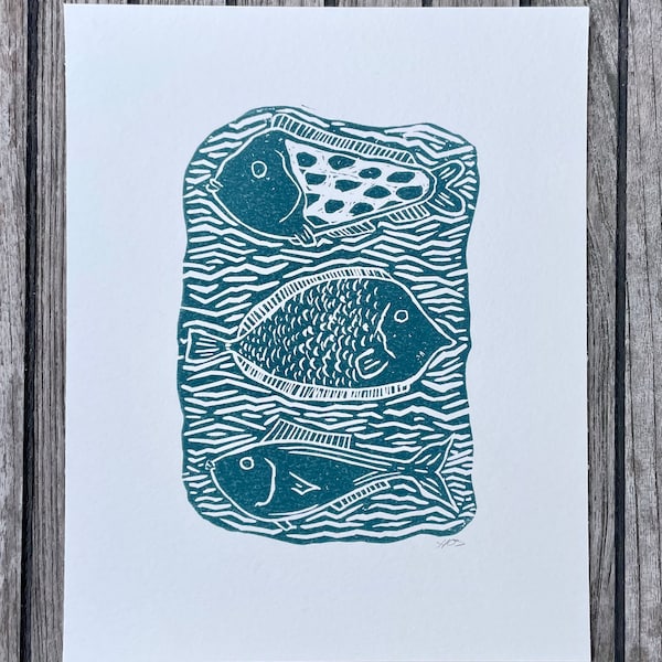 Fish Linocut - Etsy