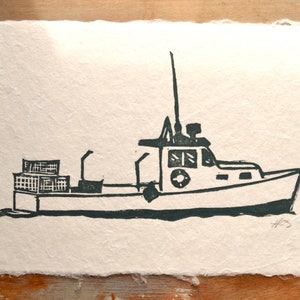 Lobster Boat Handmade Linocut Print - Etsy