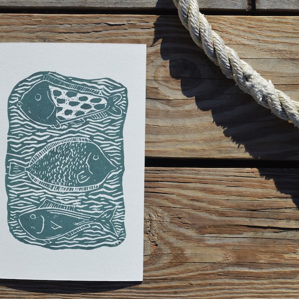 Fish Linocut - Etsy