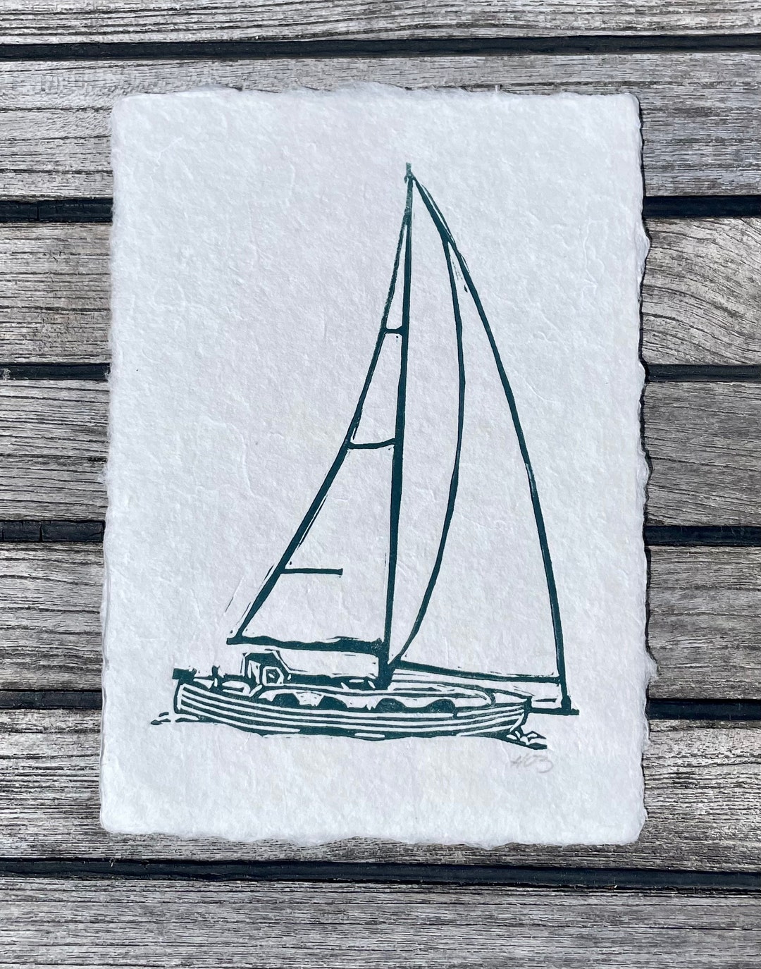 Hans Christian Sailboat Handmade Linocut Print - Etsy