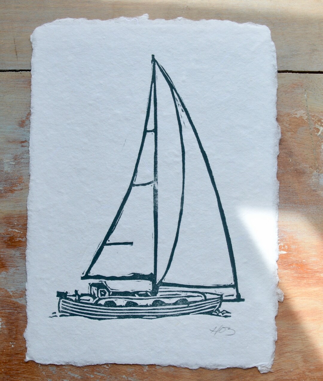 Hans Christian Sailboat Handmade Linocut Print - Etsy