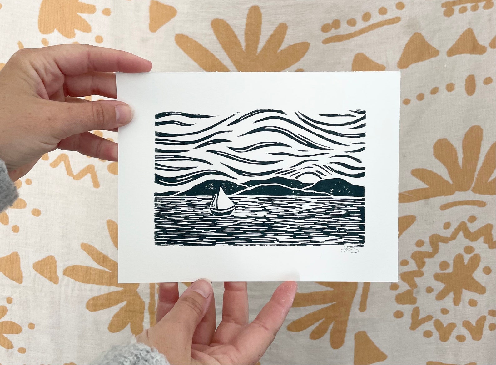 Gaff Rigged Sailboat Handmade Print - Etsy