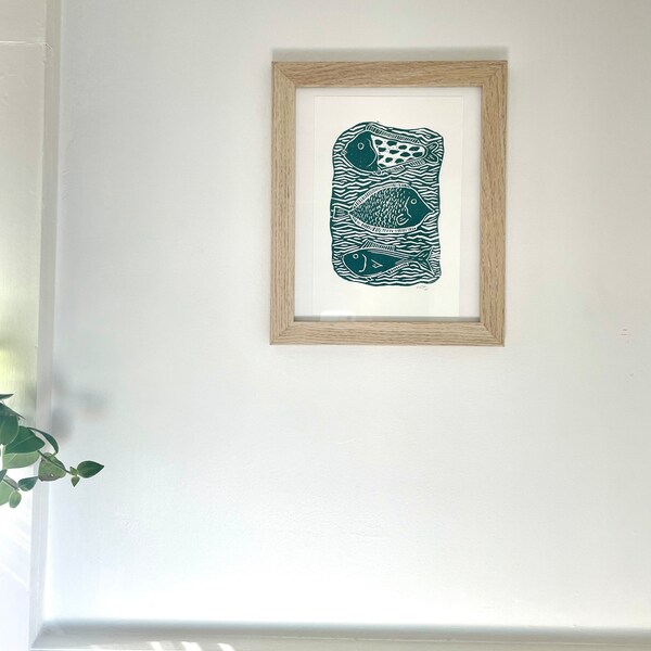 Fish Linocut - Etsy