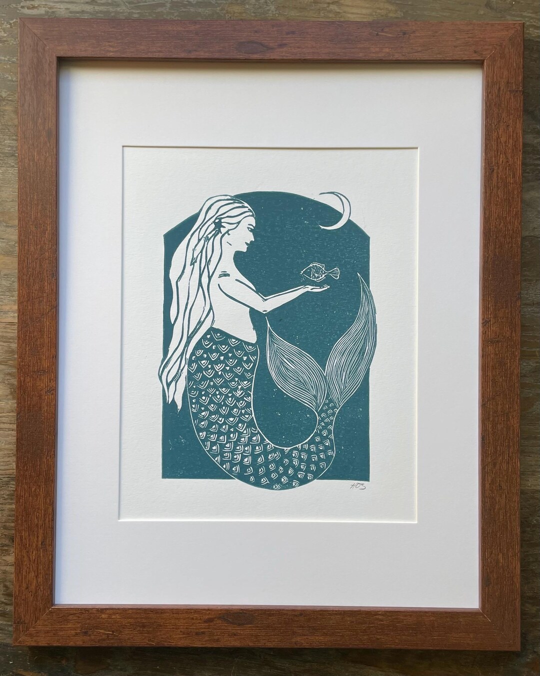 Hand Printed Mermaid Linocut - Original Design (12x9”) - Etsy