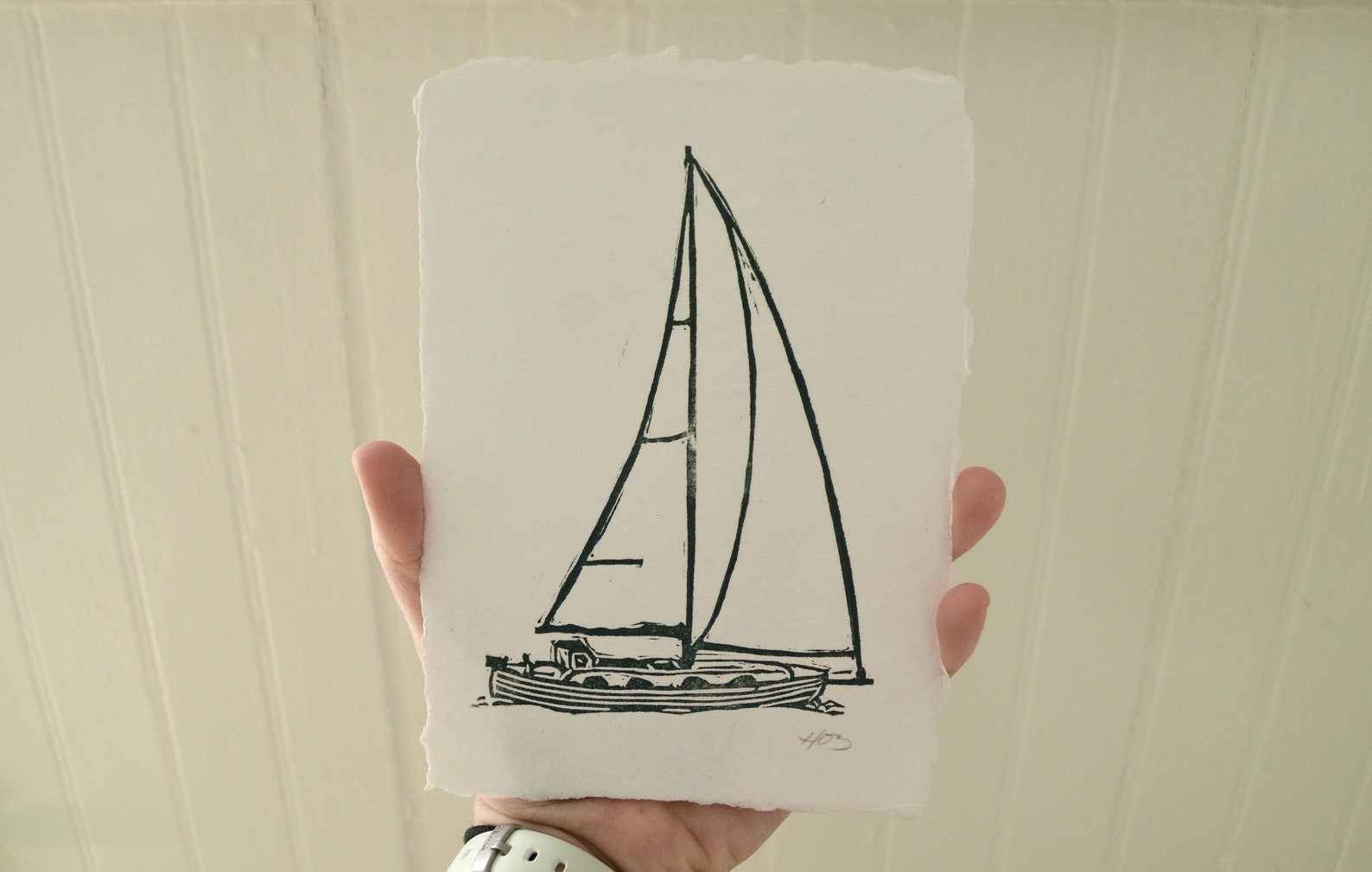 Hans Christian Sailboat Handmade Linocut Print - Etsy