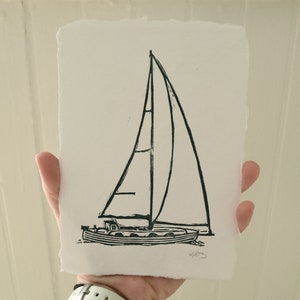Hans Christian Sailboat Handmade Linocut Print - Etsy