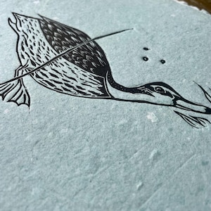 Diving Duck Linocut Print - Etsy