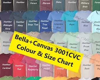 Bella+canvas 3001CVC Bleach Colors Unisex Adult Color Chart/ Colour ...