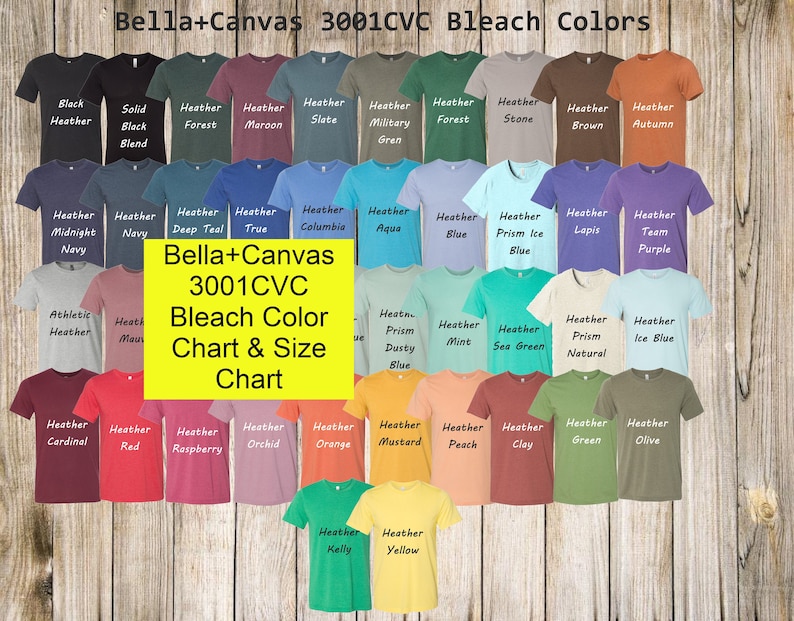 Bella+canvas 3001CVC Bleach Colors Unisex Adult Color Chart/ Colour ...