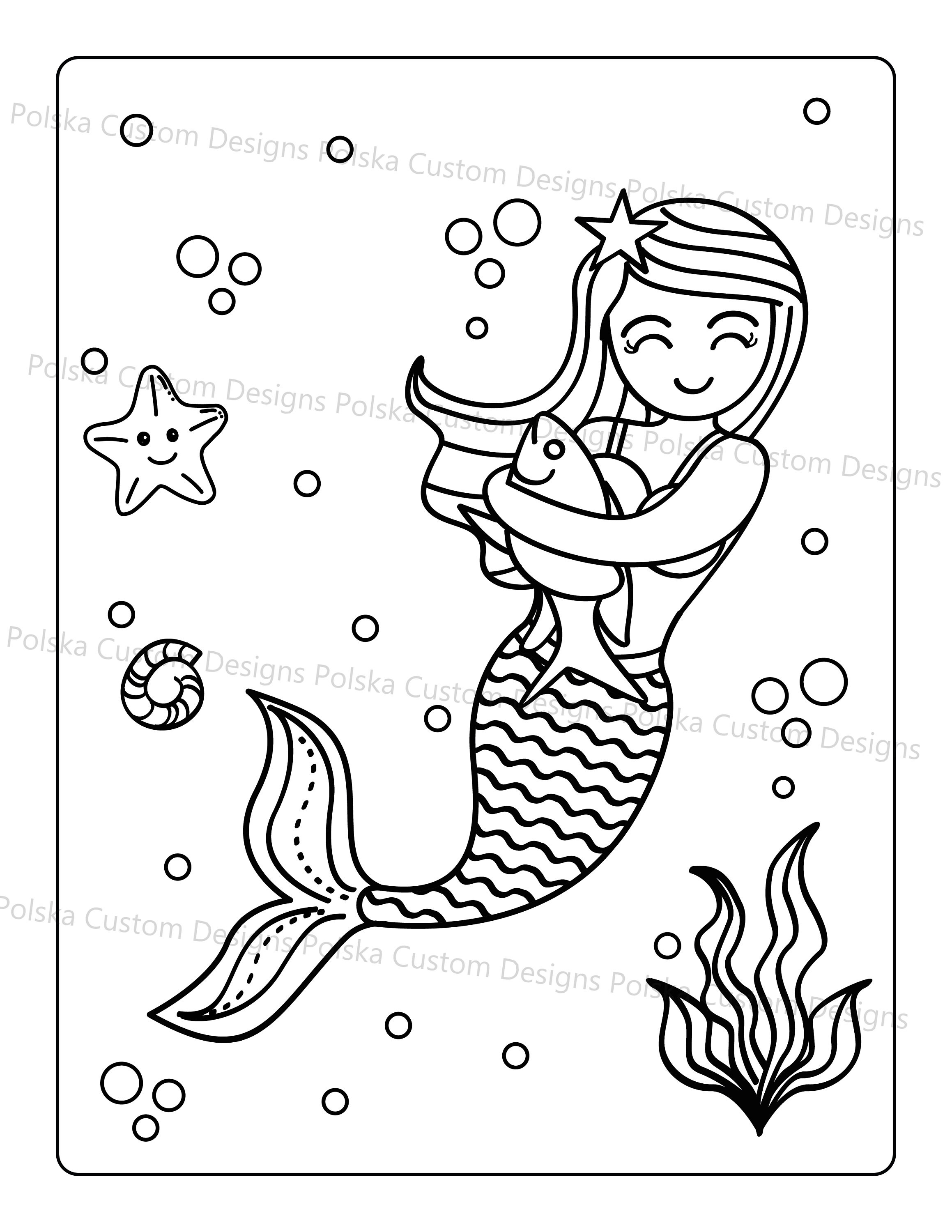 15 Mermaid Colouring Pages Printable Pdf/ Png Format DIGITAL FILE - Etsy