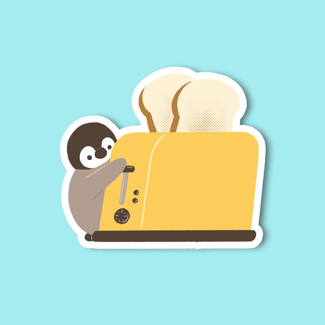 Vinyl Sticker: Penguin Toaster | Die Cut Sticker | Cute Illustration - Etsy