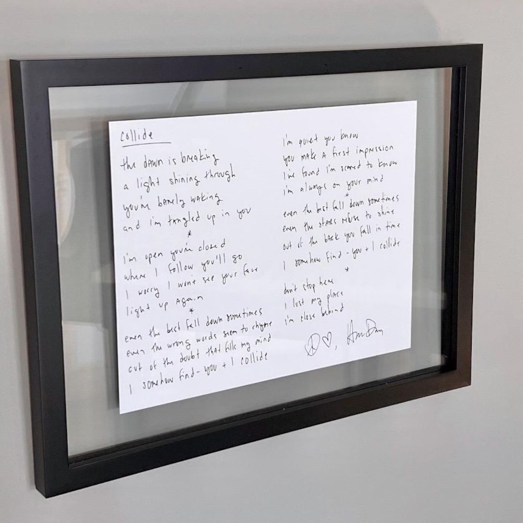Handwritten ‘collide’ Lyrics by Howie Day - Etsy