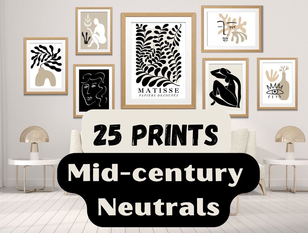 25 Mid Century Neutral Prints, Wall Art, Digital Download, Printable ...