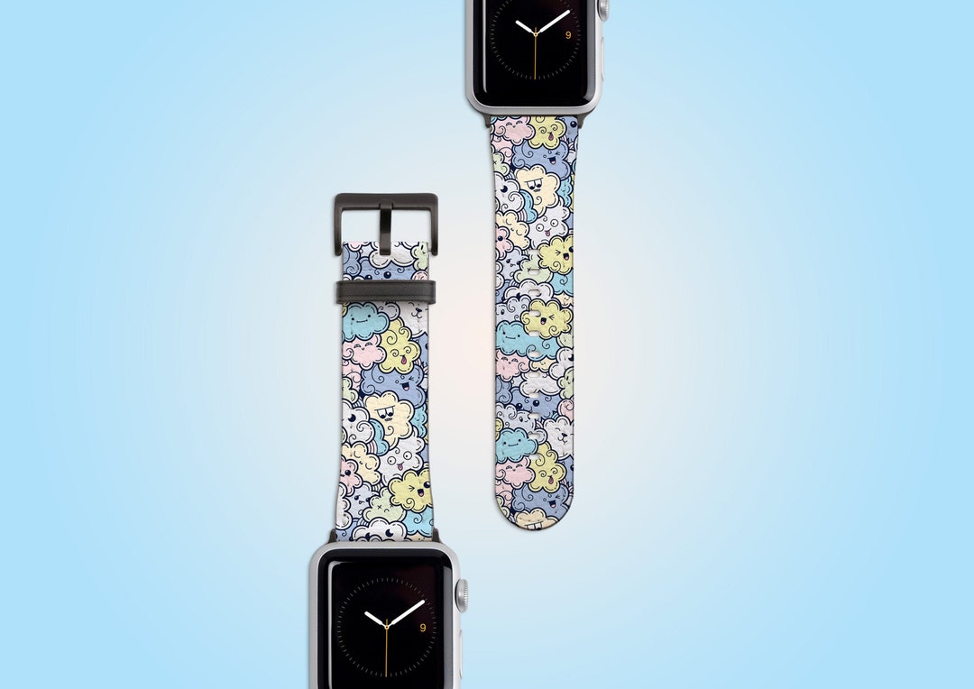 HAPPY Cute Smiling Clouds Doodle Apple Watch Band Kawaii Apple Watch ...