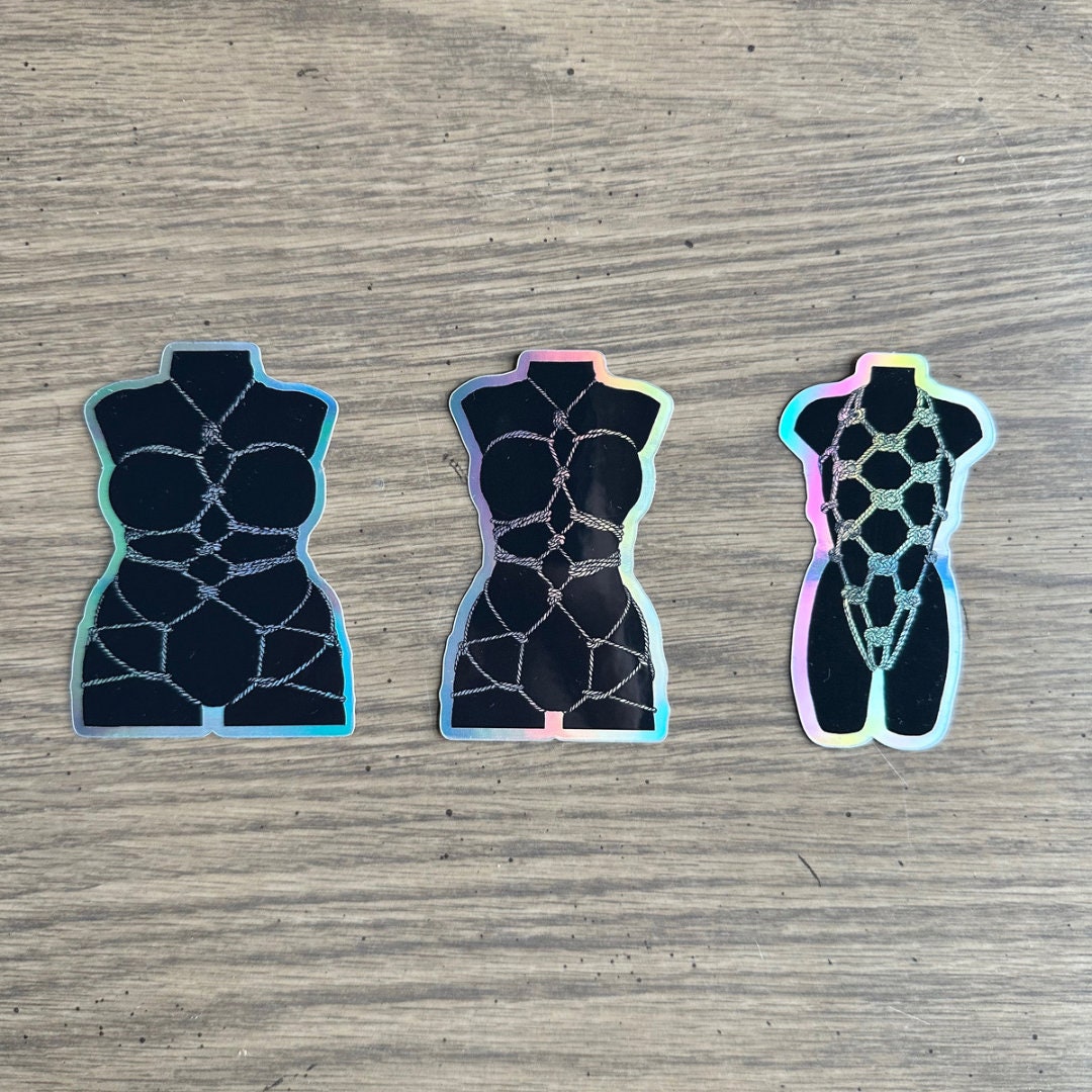 Holographic Shibari Torso Sticker 3-pack Unique Bondage Art, Erotic ...