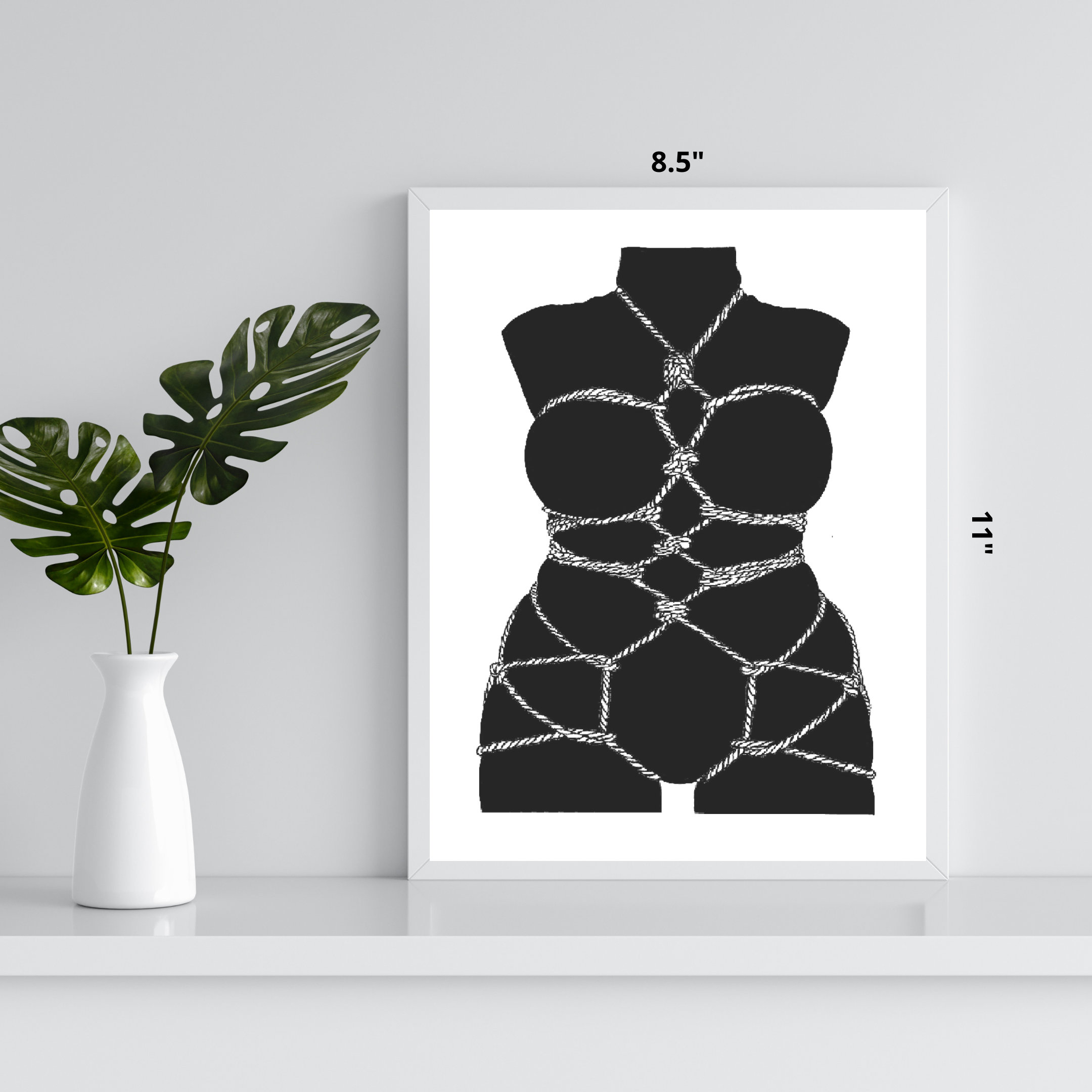 Curvy Bondage Shibari Torso Wall Decor - 8.5" X 11" In - Etsy
