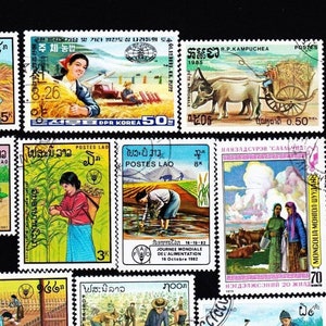 18 World FARMS and FARMERS Vintage Used Cancelled Postage Stamps ...