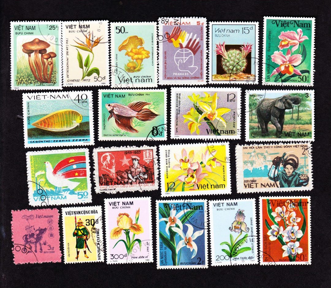 20 VIET NAM VIETNAM Vintage Used Postage Stamps Collector Set Stamp Art ...