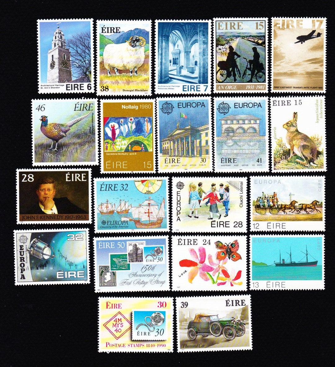 20 MINT IRELAND EIRE Vintage Postage Stamps Popular Collector Set Stamp ...