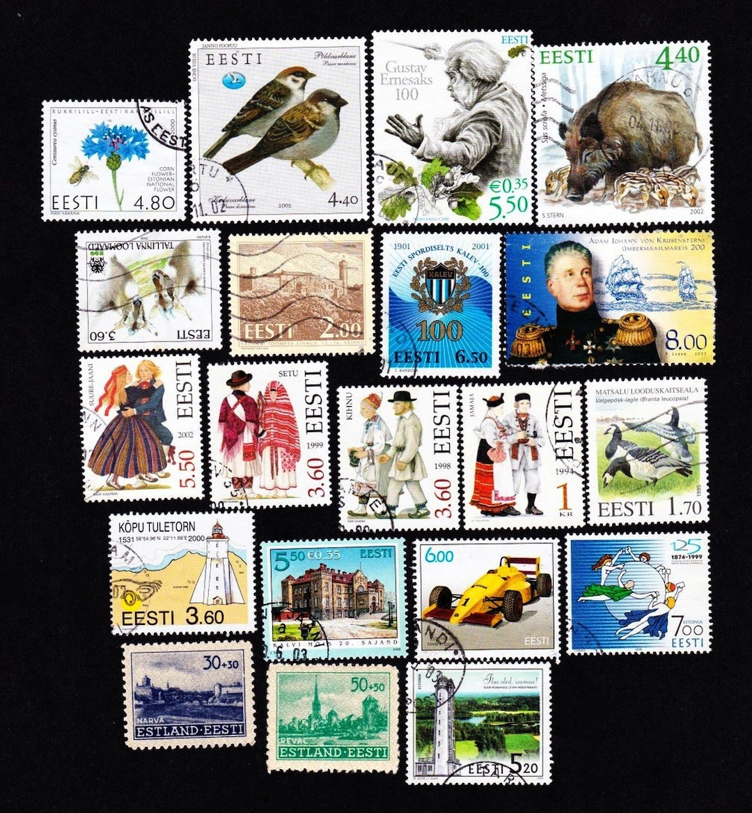 20 ESTONIA EESTI Vintage Used Postage Stamps Collector Set Travel ...
