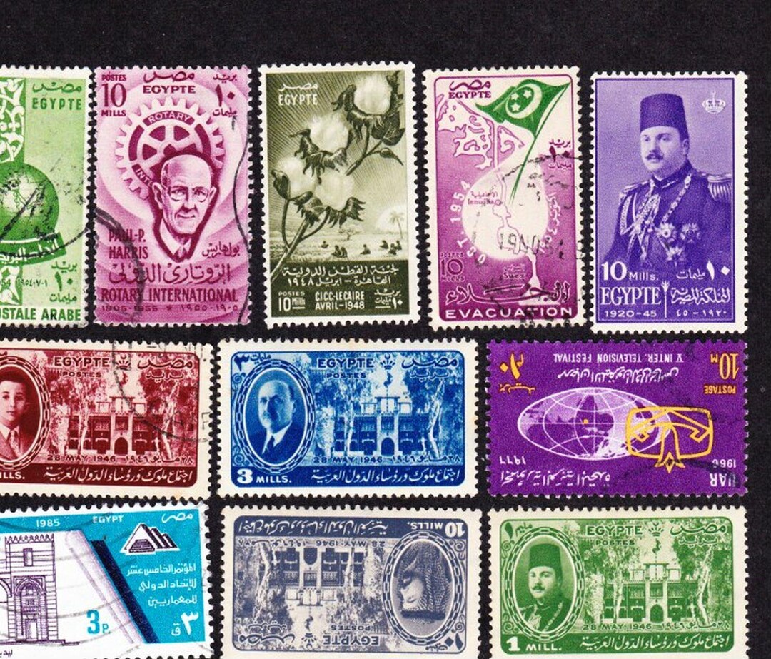 20 EGYPT Used Cancelled Vintage Postage Stamps Featuring EGYPTIAN ...