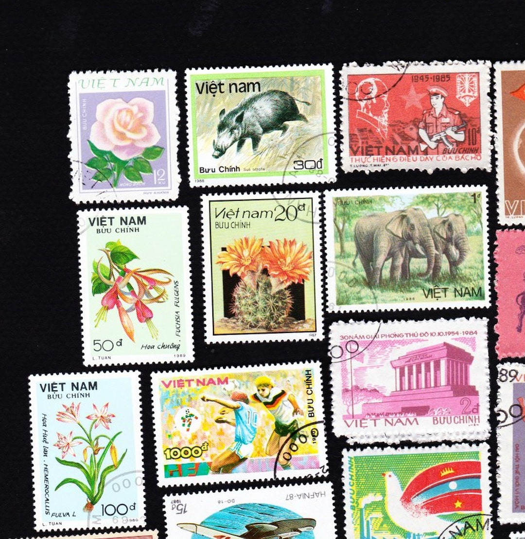 20 VIET NAM VIETNAM Vintage Used Postage Stamps Collector Set Stamp Art ...