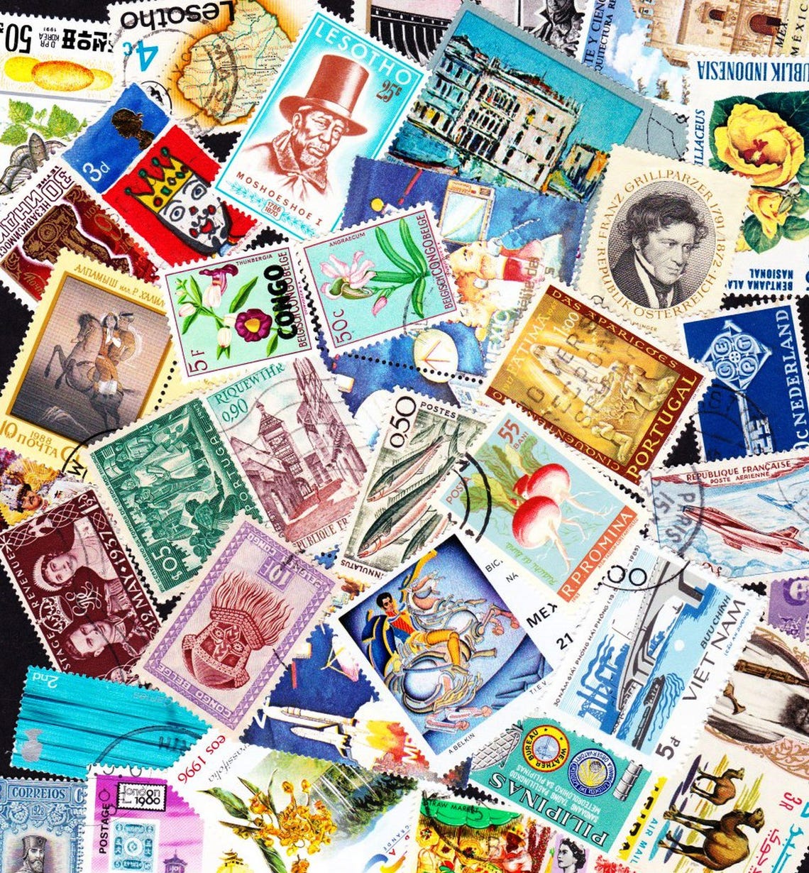WORLD STAMPS All Different Vintage Used Great Variety Mostly Large ...