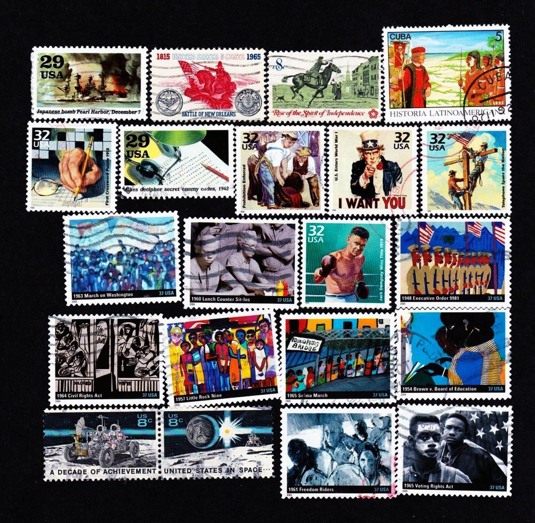 21 HISTORIC EVENTS U S HISTORY Vintage Used World Postage Stamps ...
