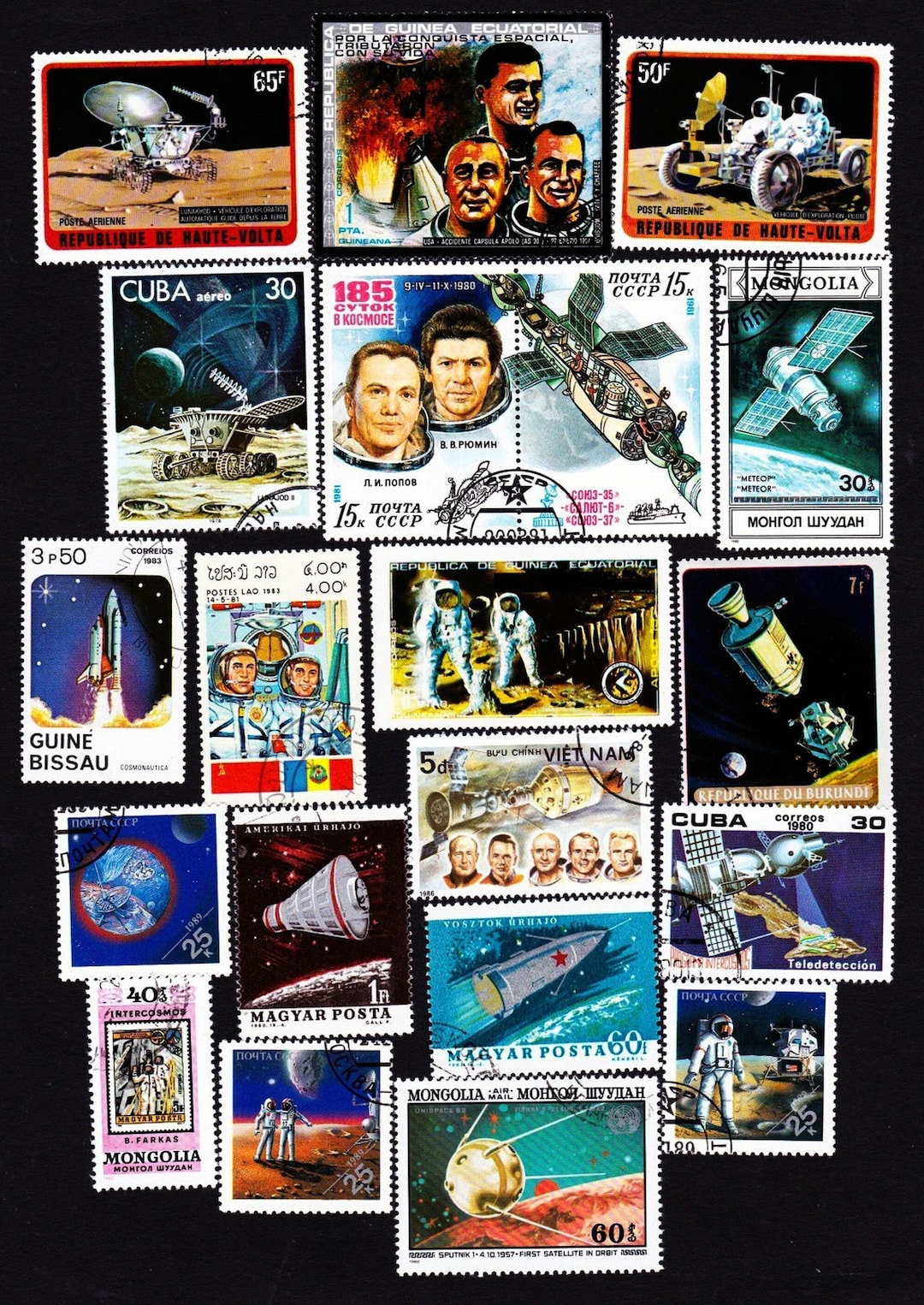 20 SPACE ASTRONAUTS Moon Landing Rockets Satellites Vintage Used World ...