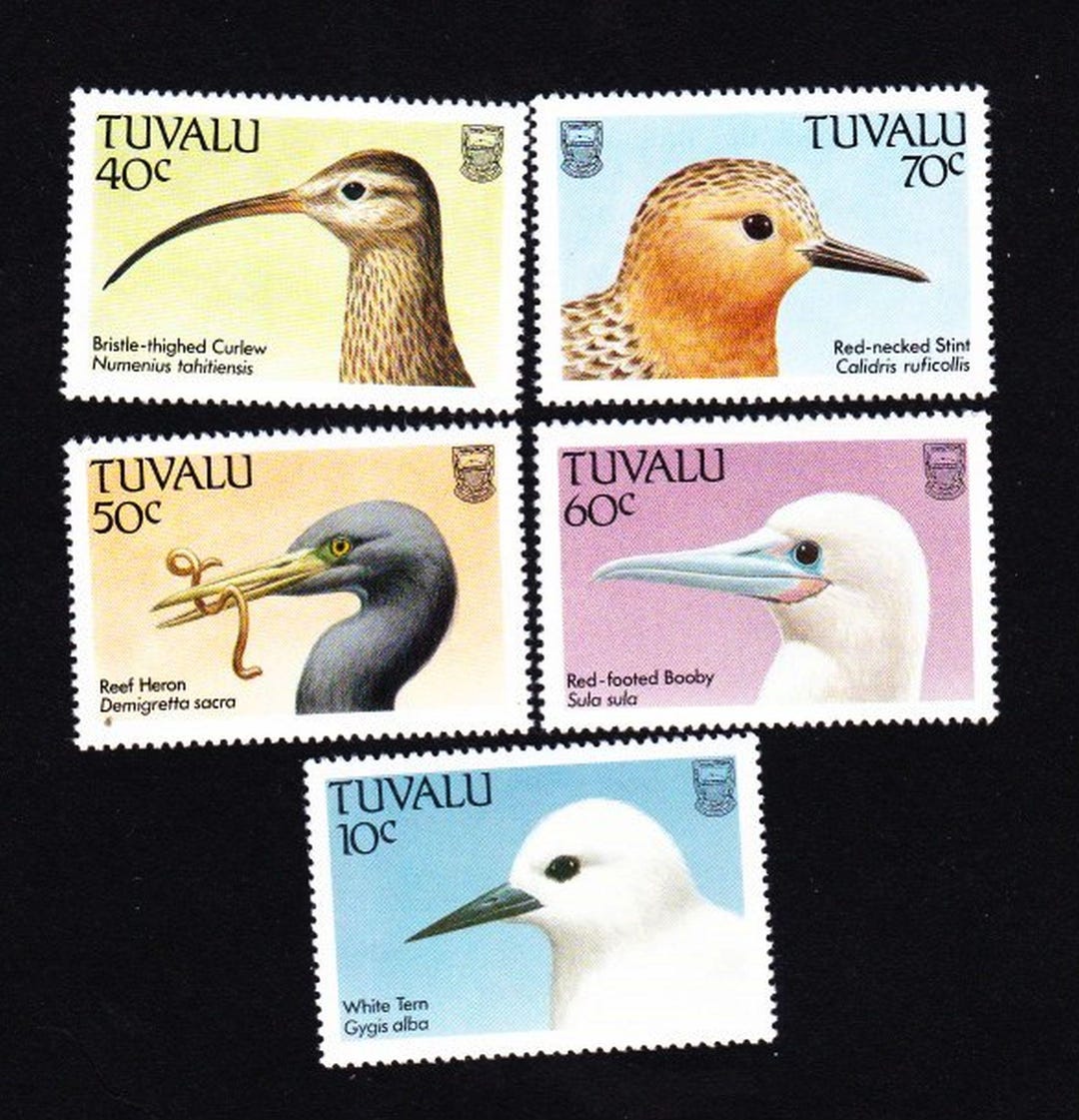 5 MINT TUVALU BIRDS Stamps Vintage From the Beautiful South Pacific ...