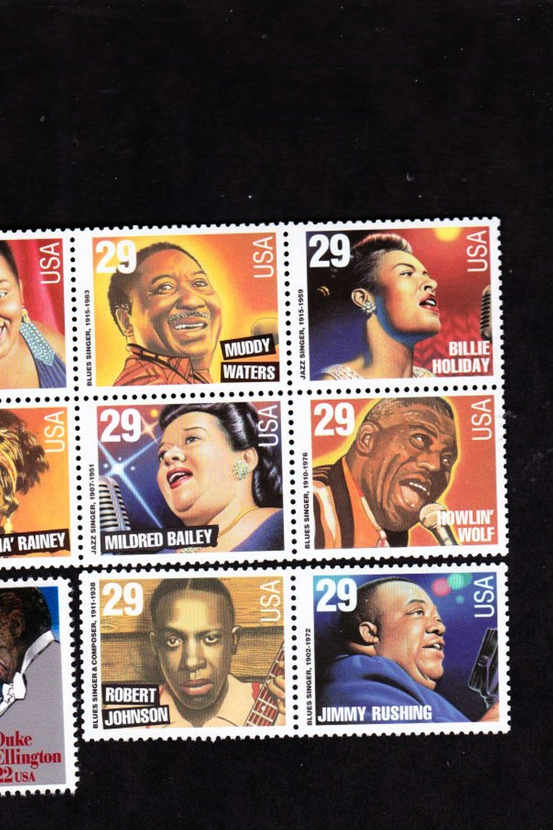10 MINT BLACK HERITAGE and History Singers and Musicians Vintage Stamps ...