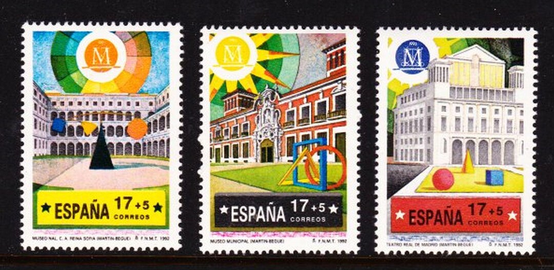 3 SPANISH 1992 Vintage Postage Stamps Celebrating MADRID Collector Set ...