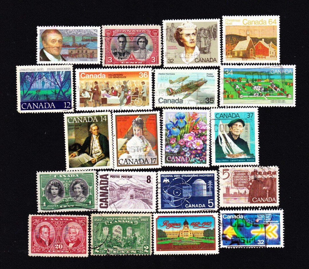 20 CANADA History Culture Vintage Used Postage Stamps Collector Set ...