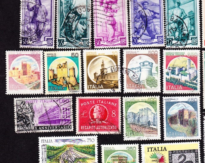 20 ITALY ITALIAN Italia History Scenes Vintage Used Postage Stamps ...