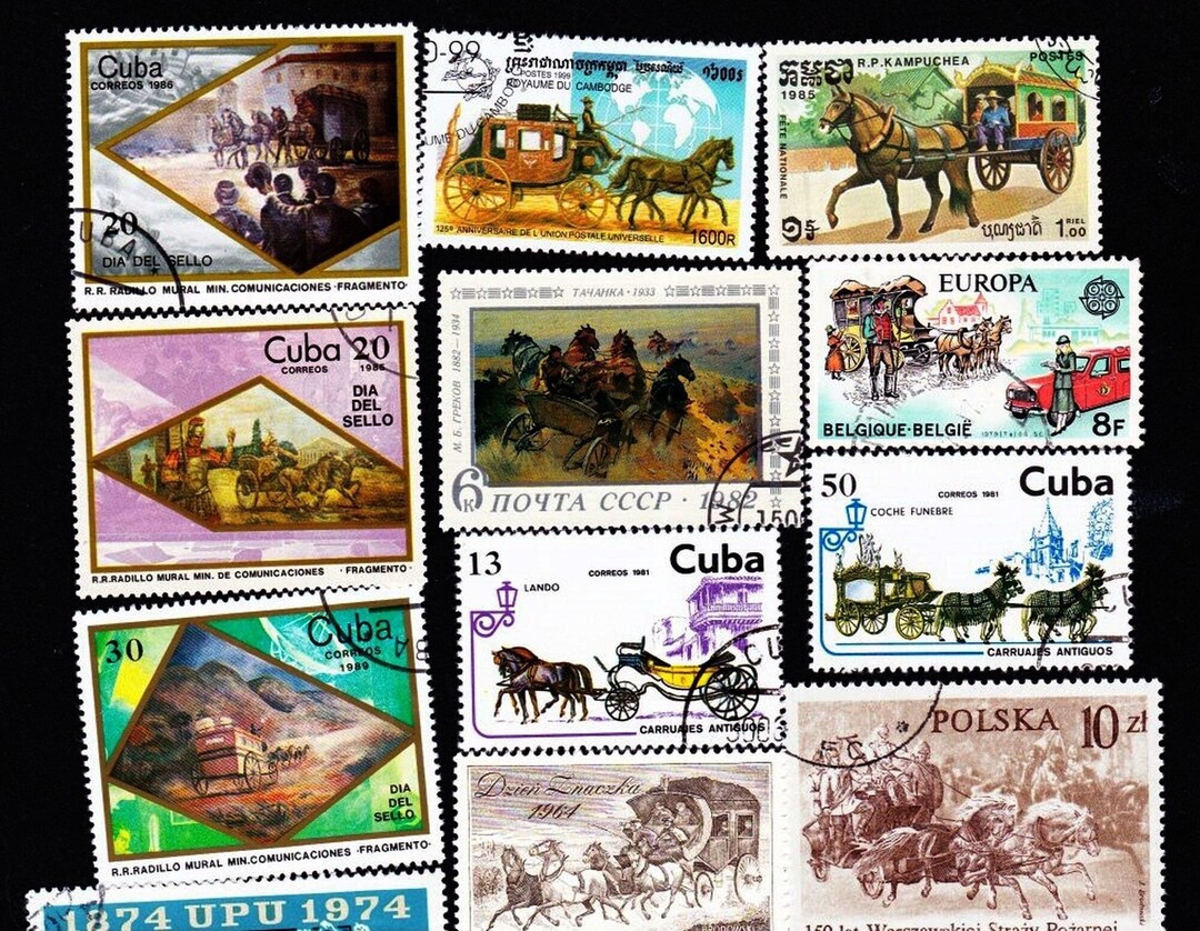 20 HORSES With CARRIAGES WAGONS Carts and Stagecoaches Vintage ...