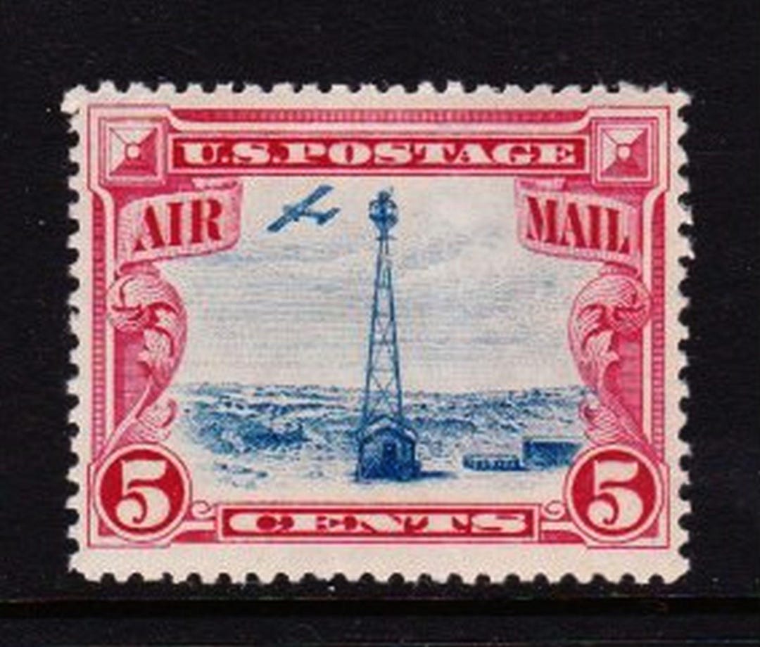 SCARCE U S AIRMAIL Stamp Vintage 1928 Airplane and Beacon Unused ...