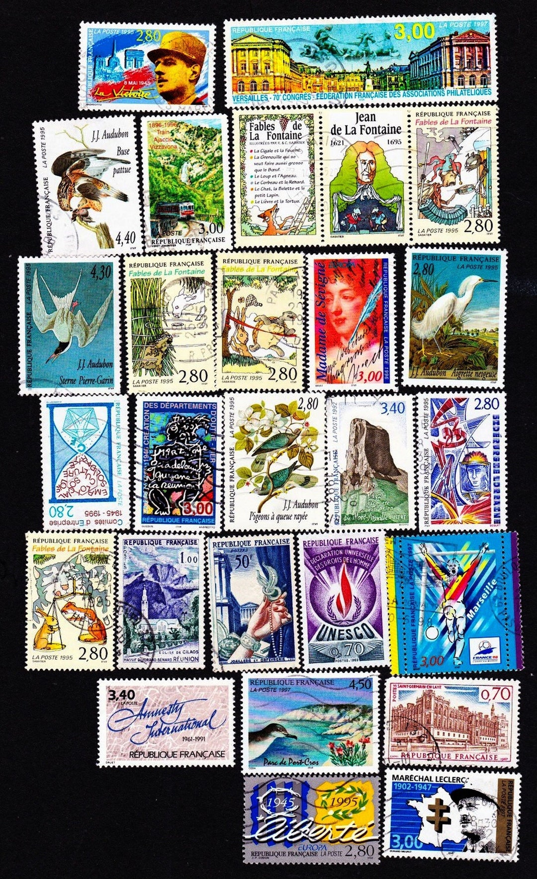 25 FRANCE STAMPS Vintage Used Postage Collector Set Stamp Art Crafts ...