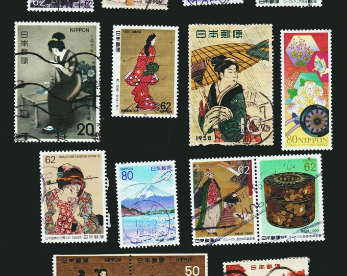 15 JAPANESE ART Vintage Used World Postage Stamps Collector - Etsy