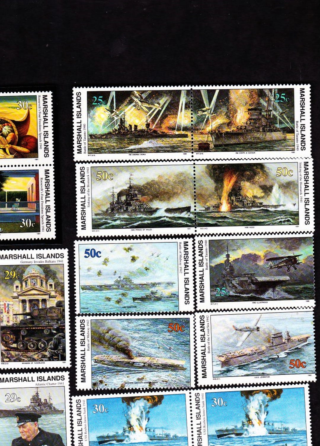 21 MINT MARSHALL Islands WWII Battles History Vintage Postage Stamps ...