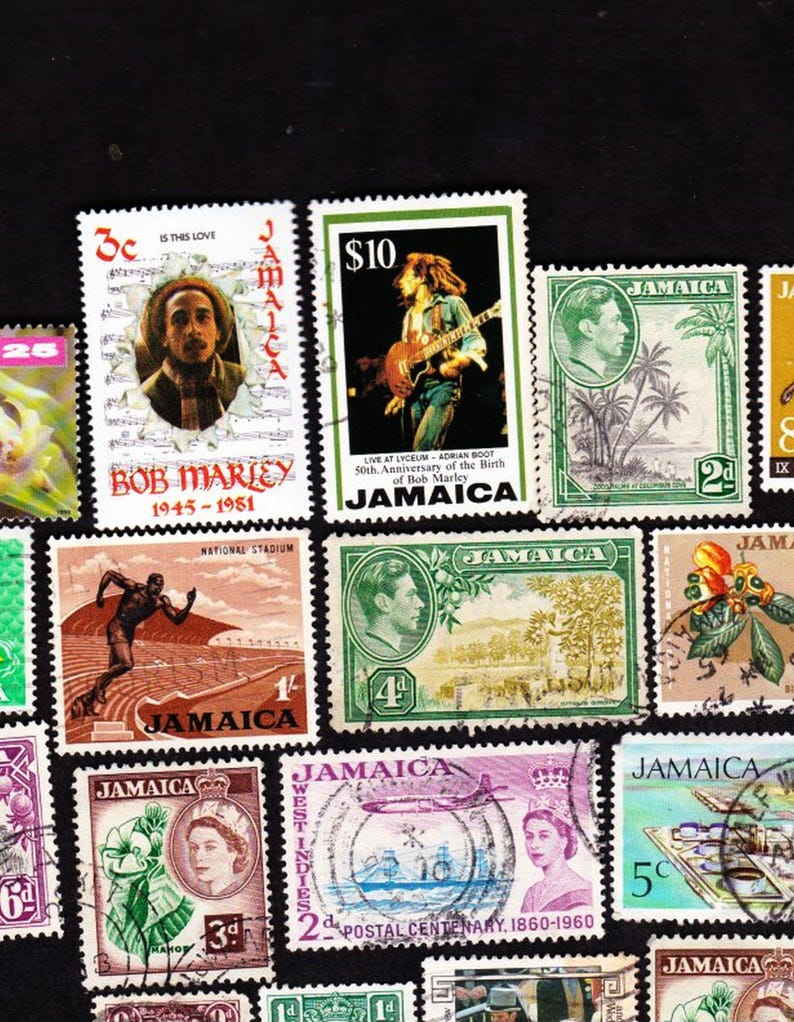 20 JAMAICA Caribbean Island Bob Marley Vintage Used Postage Stamps ...