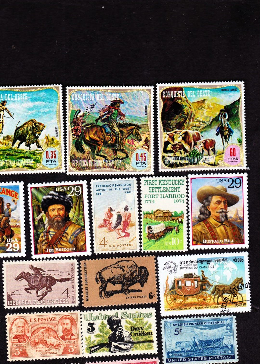 20 COWBOYS INDIANS Wild WEST Buffalo Pony Express Vintage Mint and Used ...