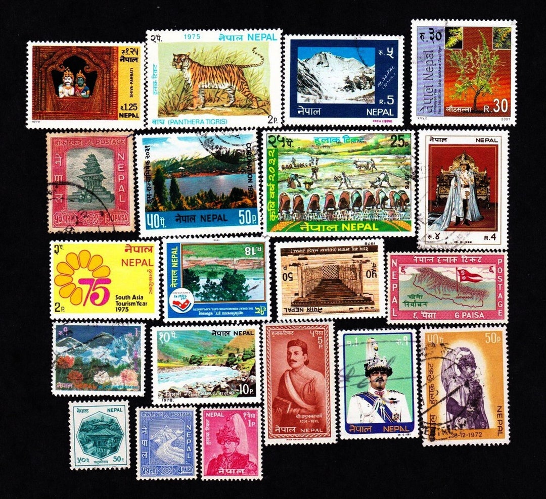 20 NEPAL Vintage Used Postage Stamps Collector Set Stamp Art Travel ...