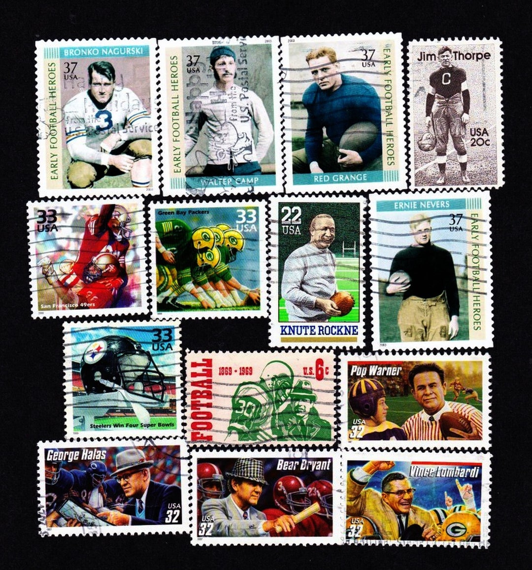 14 FOOTBALL PLAYERS and COACHES Vintage Used Cancelled World Postage ...